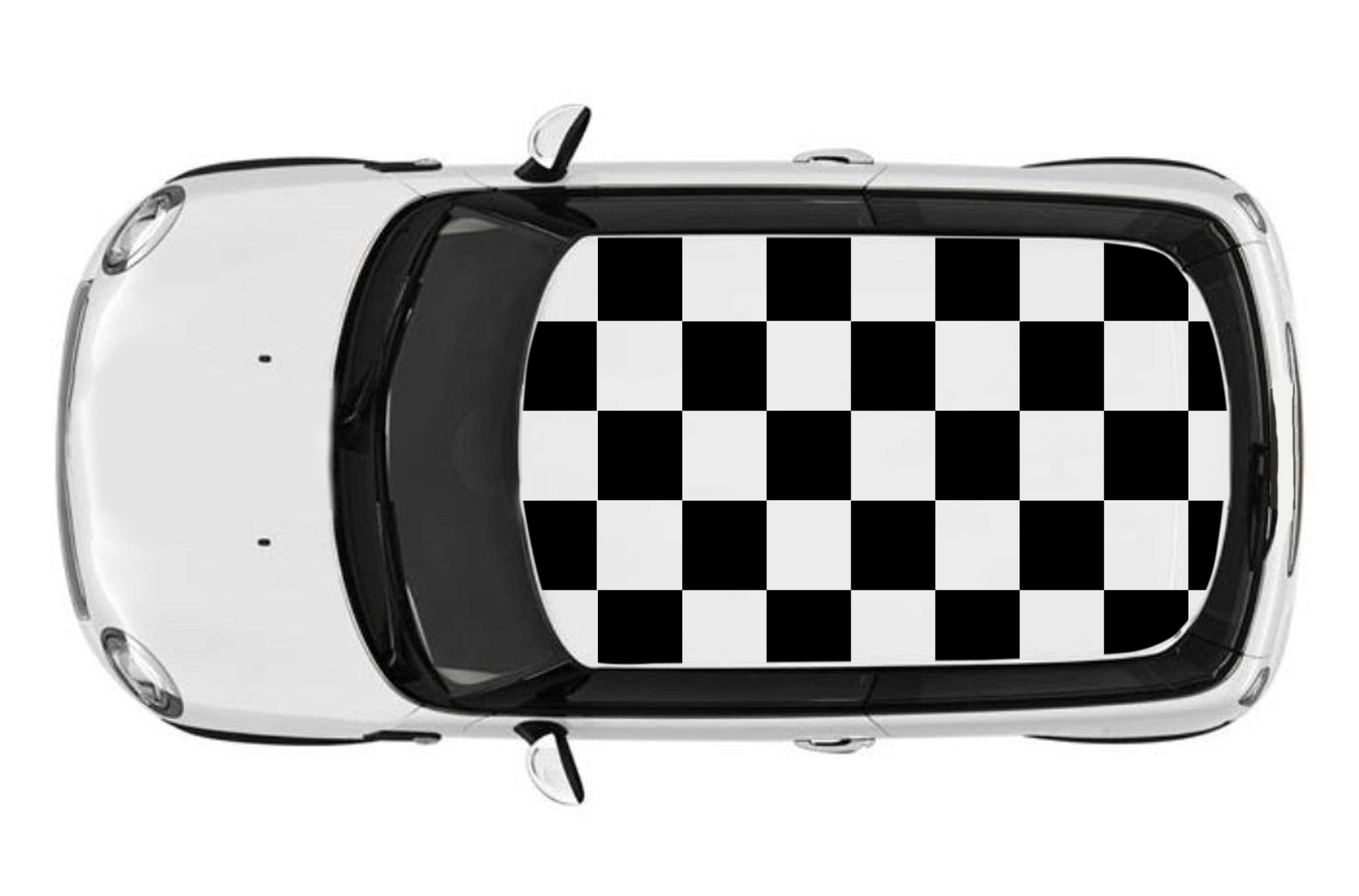 Checkered flag rally roof graphics decals for Mini Cooper Hardtop
