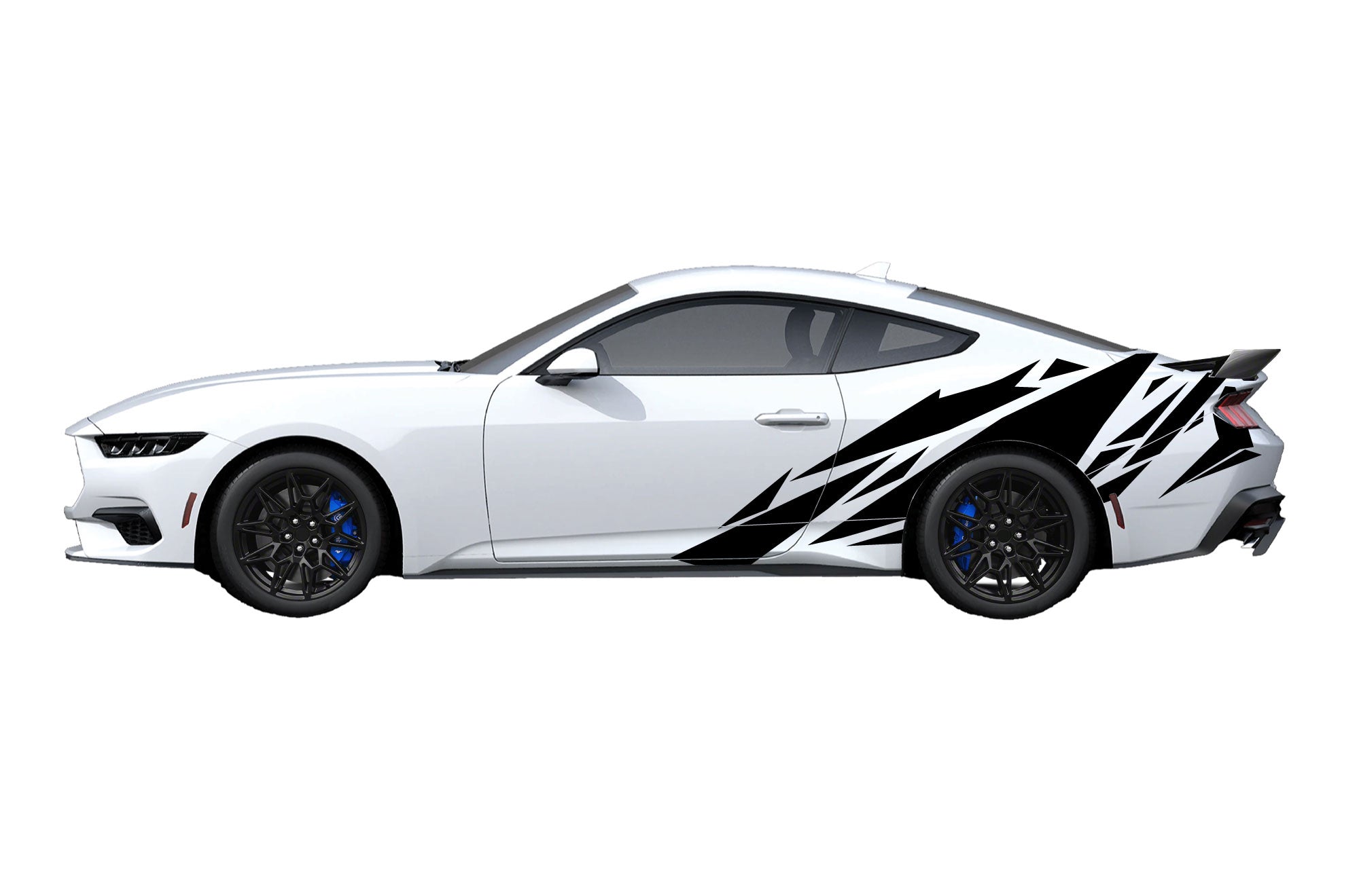 Geometric-patterned side graphics decals for Ford Mustang