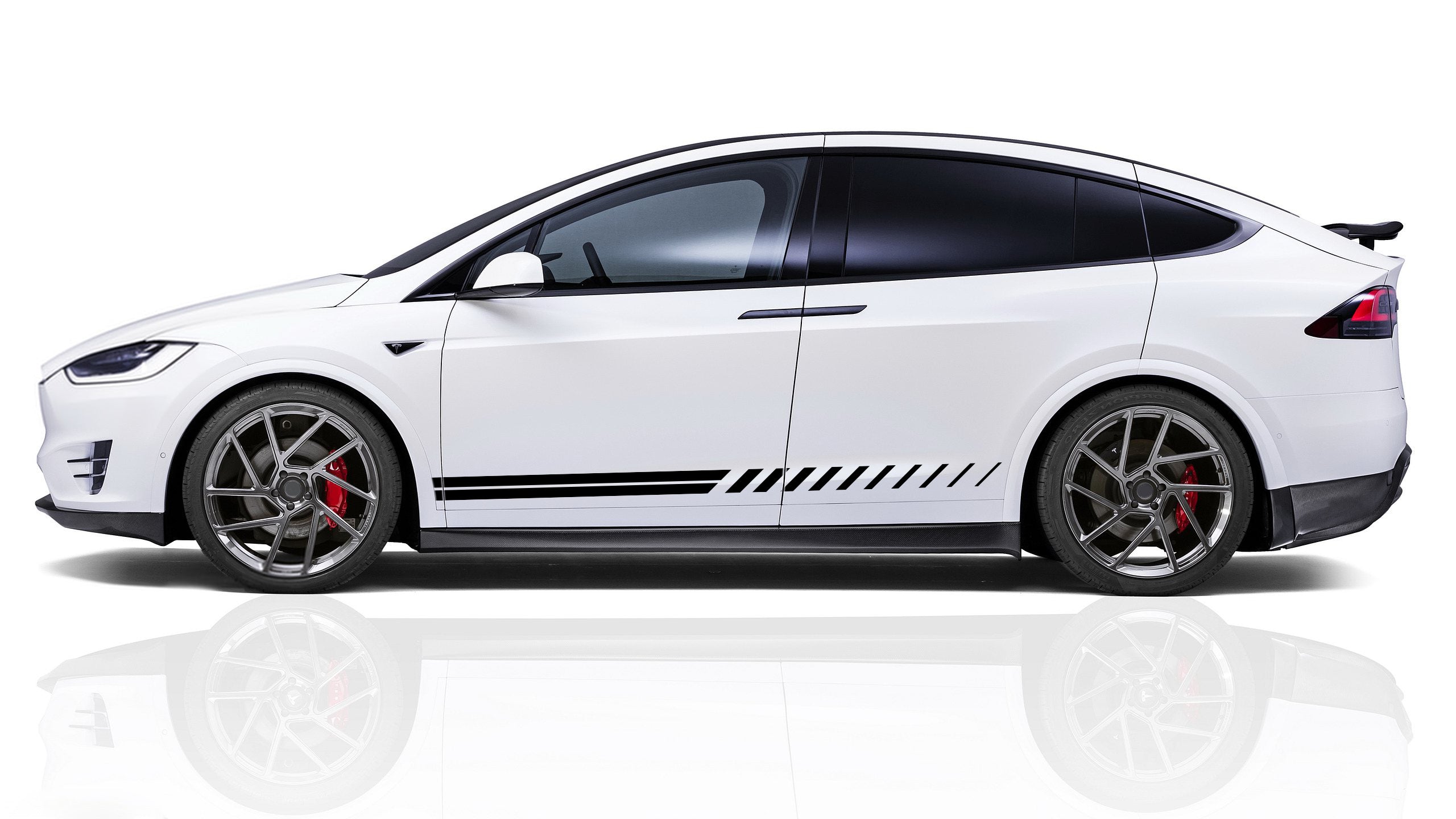 Lower rush stripes side graphics decals for Tesla Model X