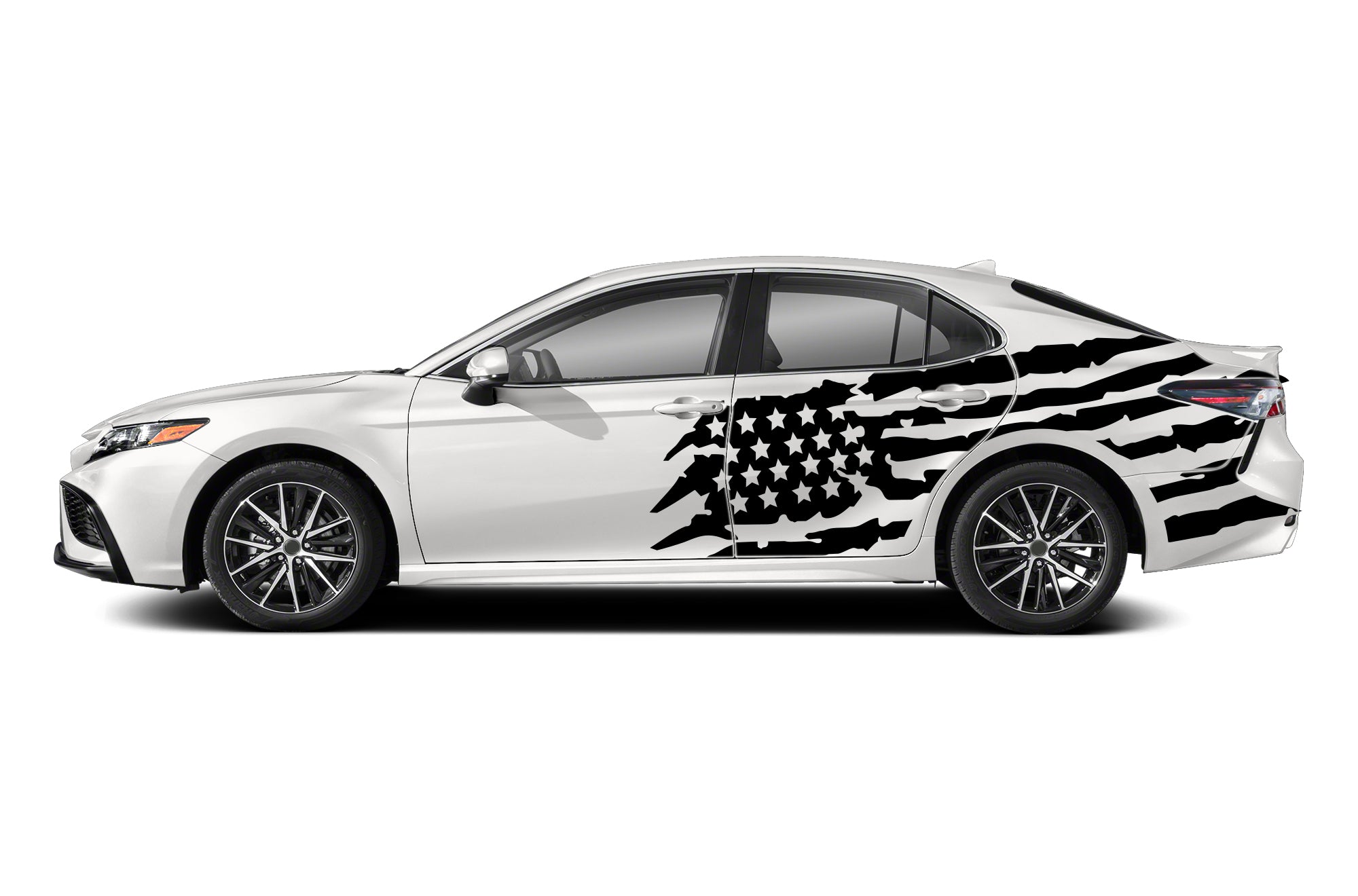 Tattered American flag side graphics decals for Toyota Camry 2018-2024