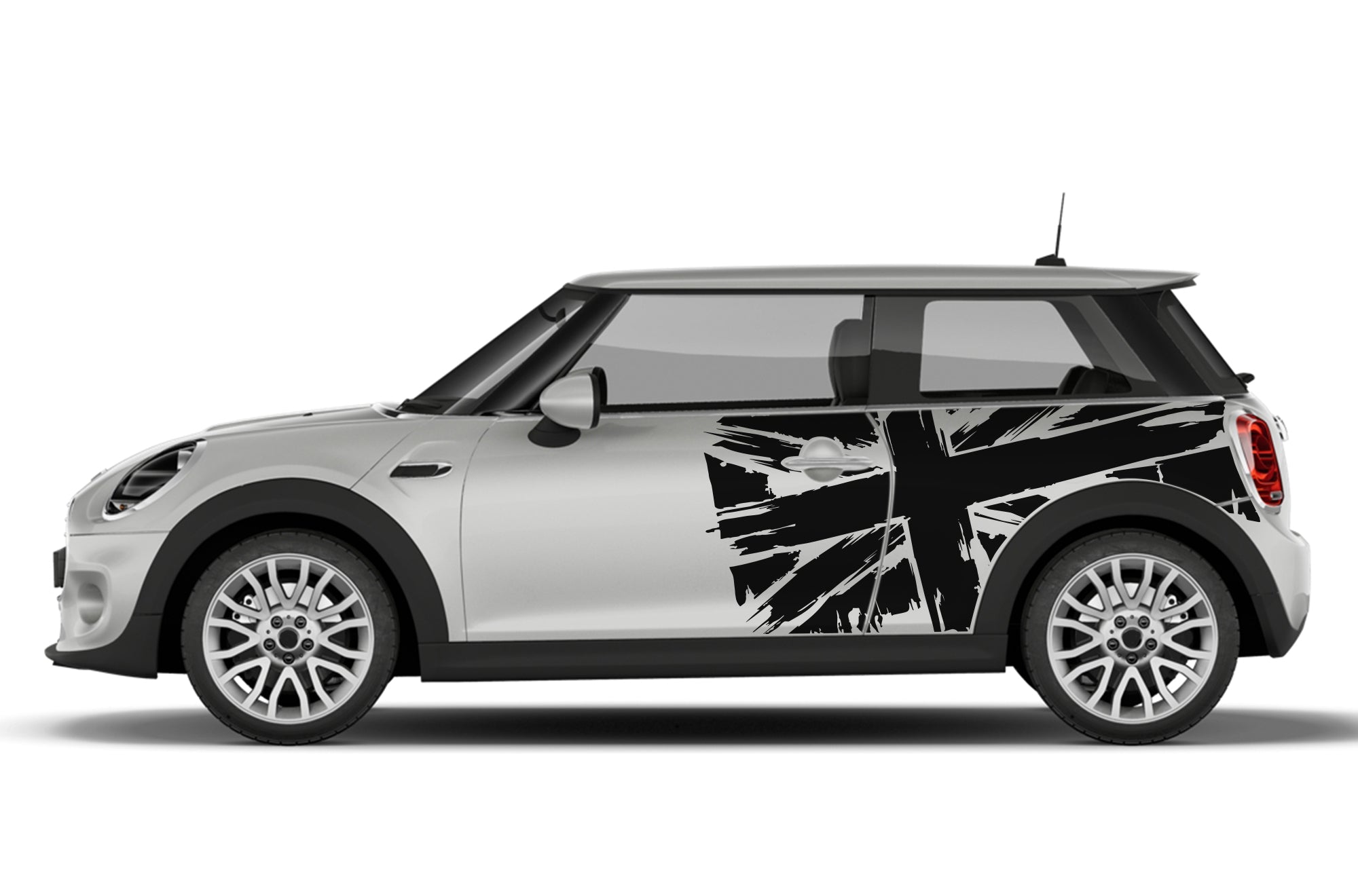 Tattered UK flag side graphics decals for Mini Cooper Hardtop